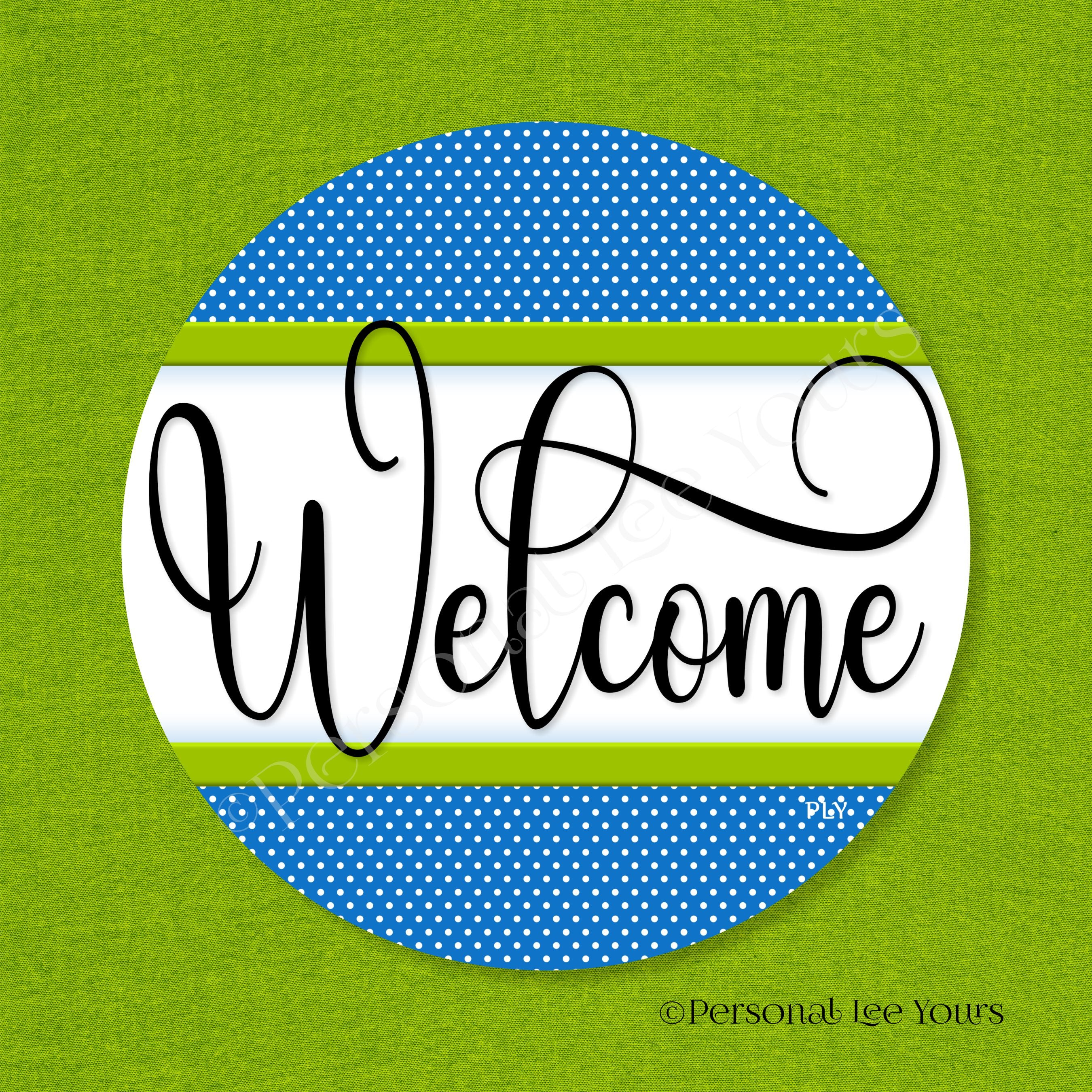 Best Wreath Signs by Personal Lee Yours, Blue and Green Polka Dot Round