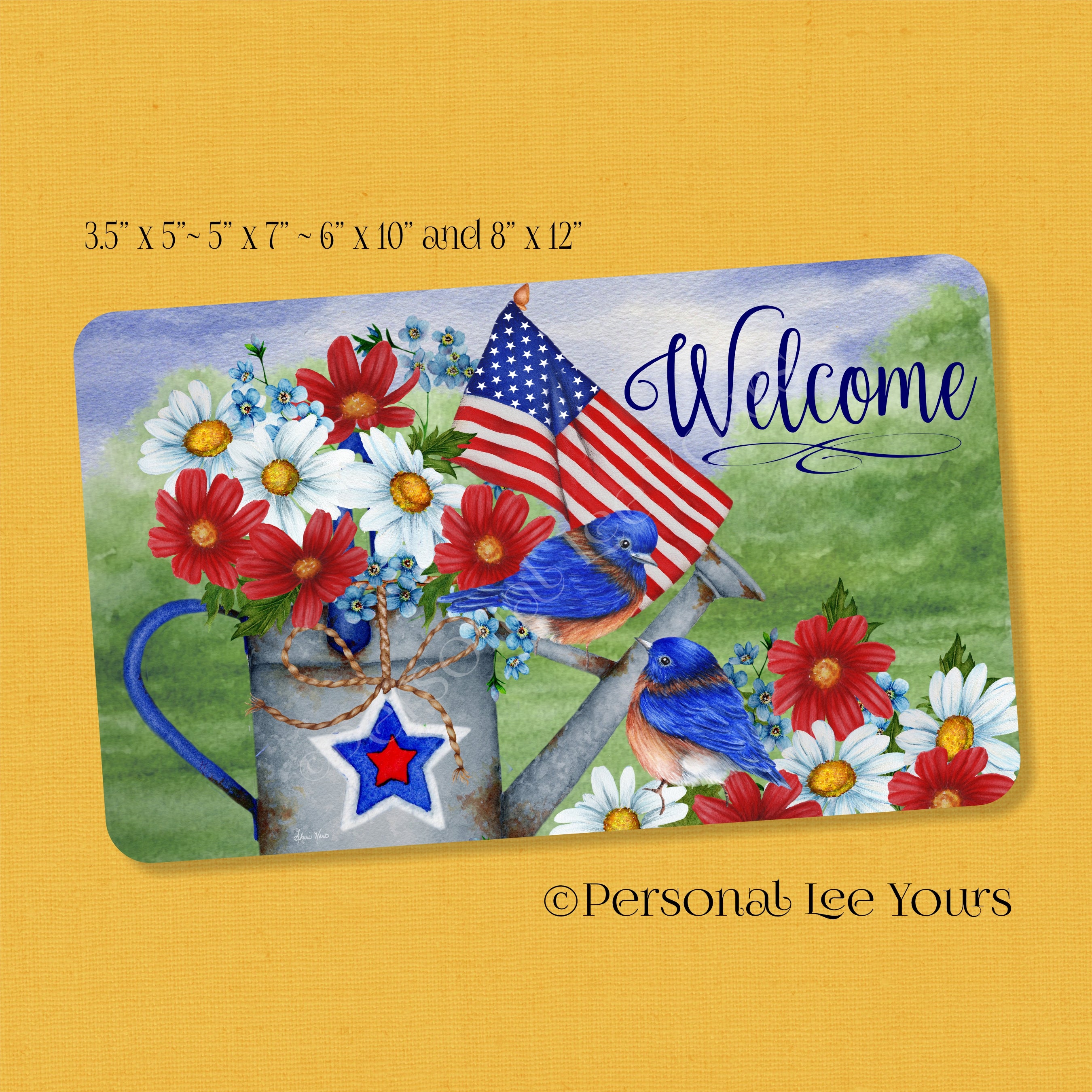 Best Wreath Signs, Patriotic Bluebirds, Horizontal, Lightweight Metal ...