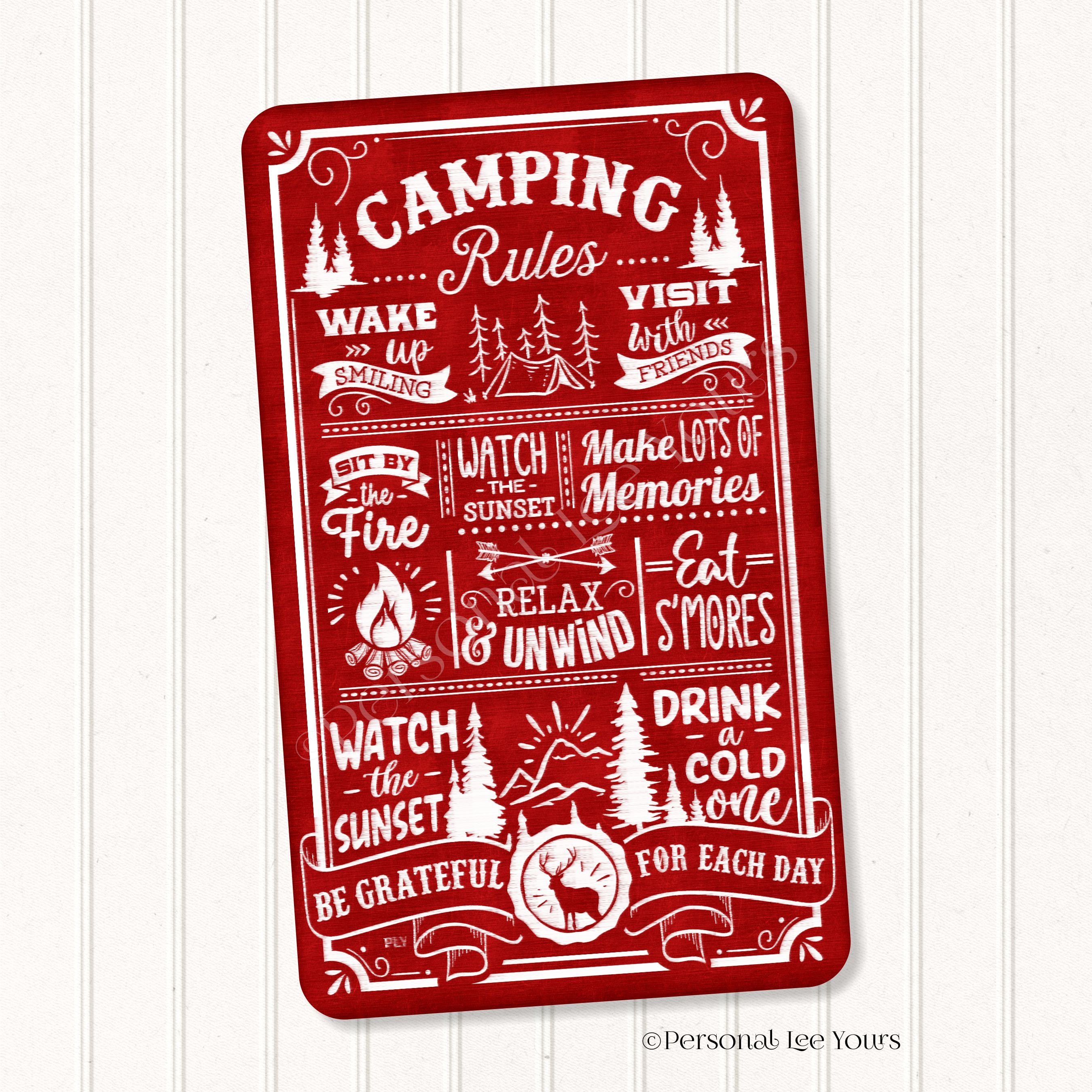 Best Wreath Signs Anywhere, Camping Rules by Personal Lee Yours