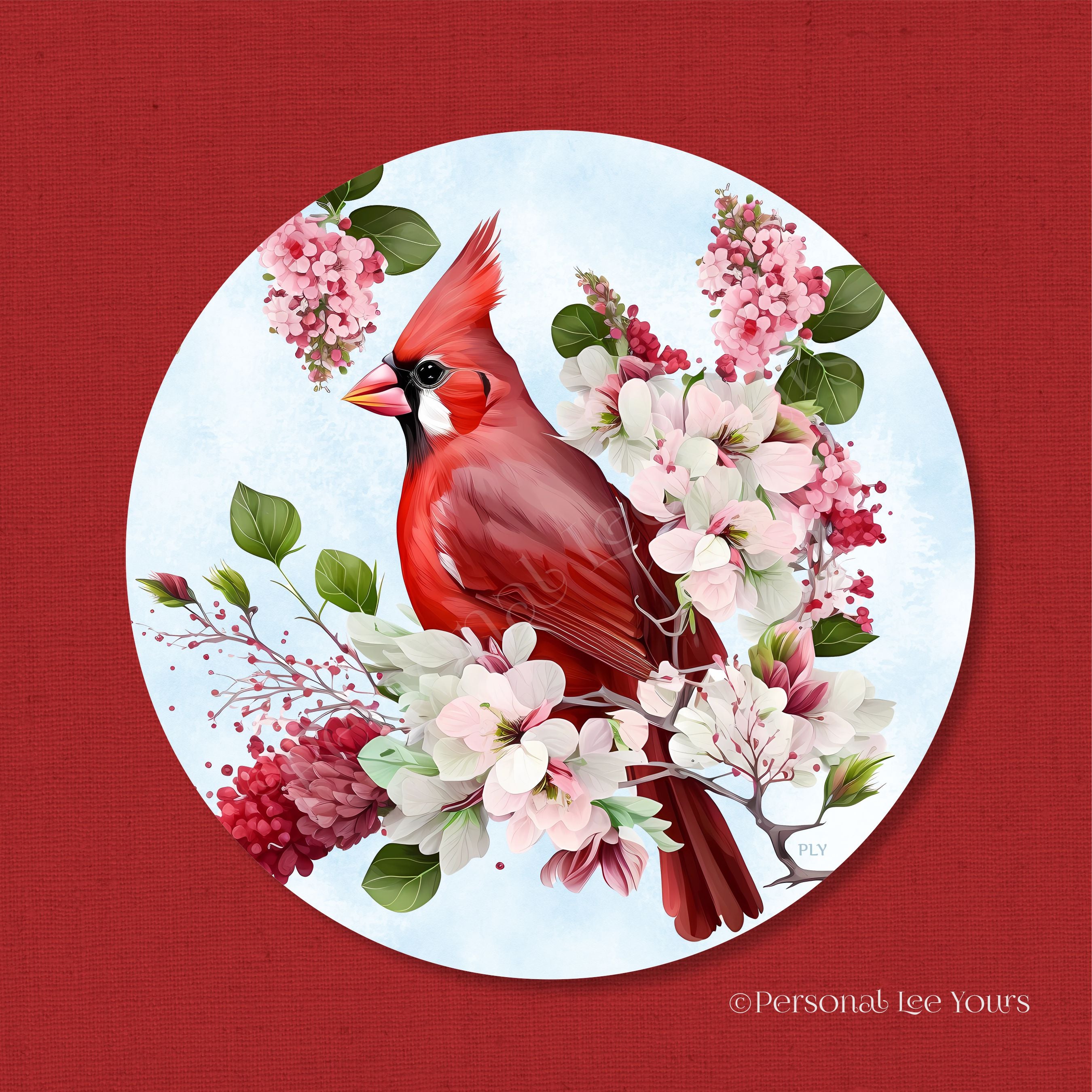 Best Wreath Signs anywhere Cardinal and Cherry Blossoms round by ...