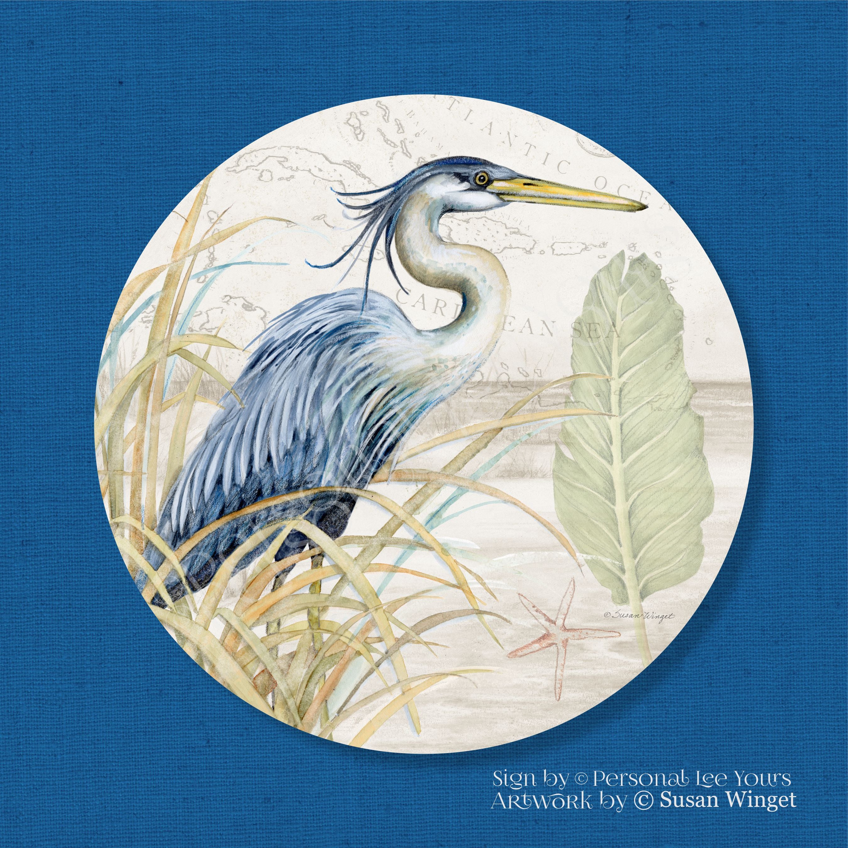 Best Wreath Signs Susan Winget's Coastal Blue Heron round by Personal ...