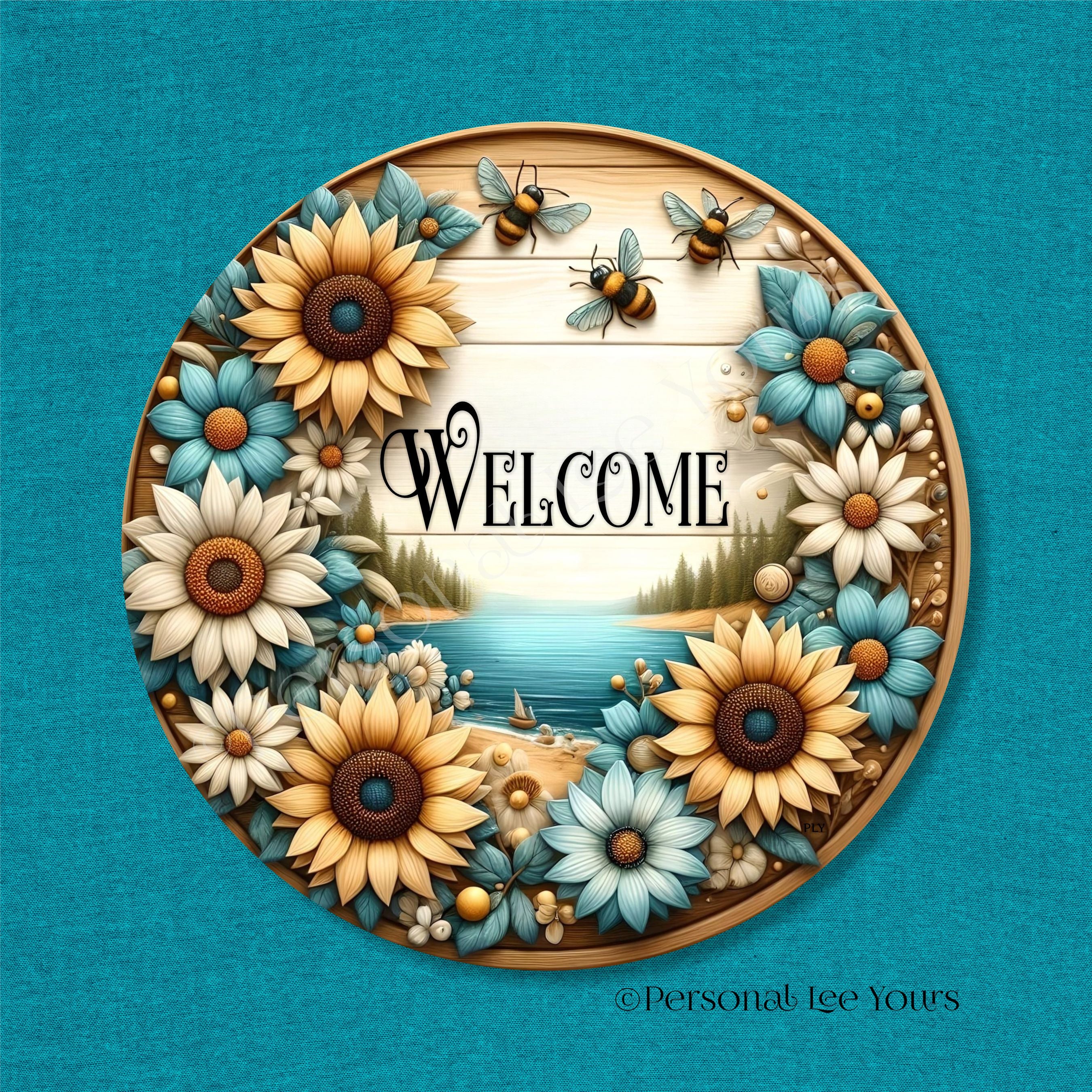 Personal Lee Yours Wreath Signs, Fall On The Lake round