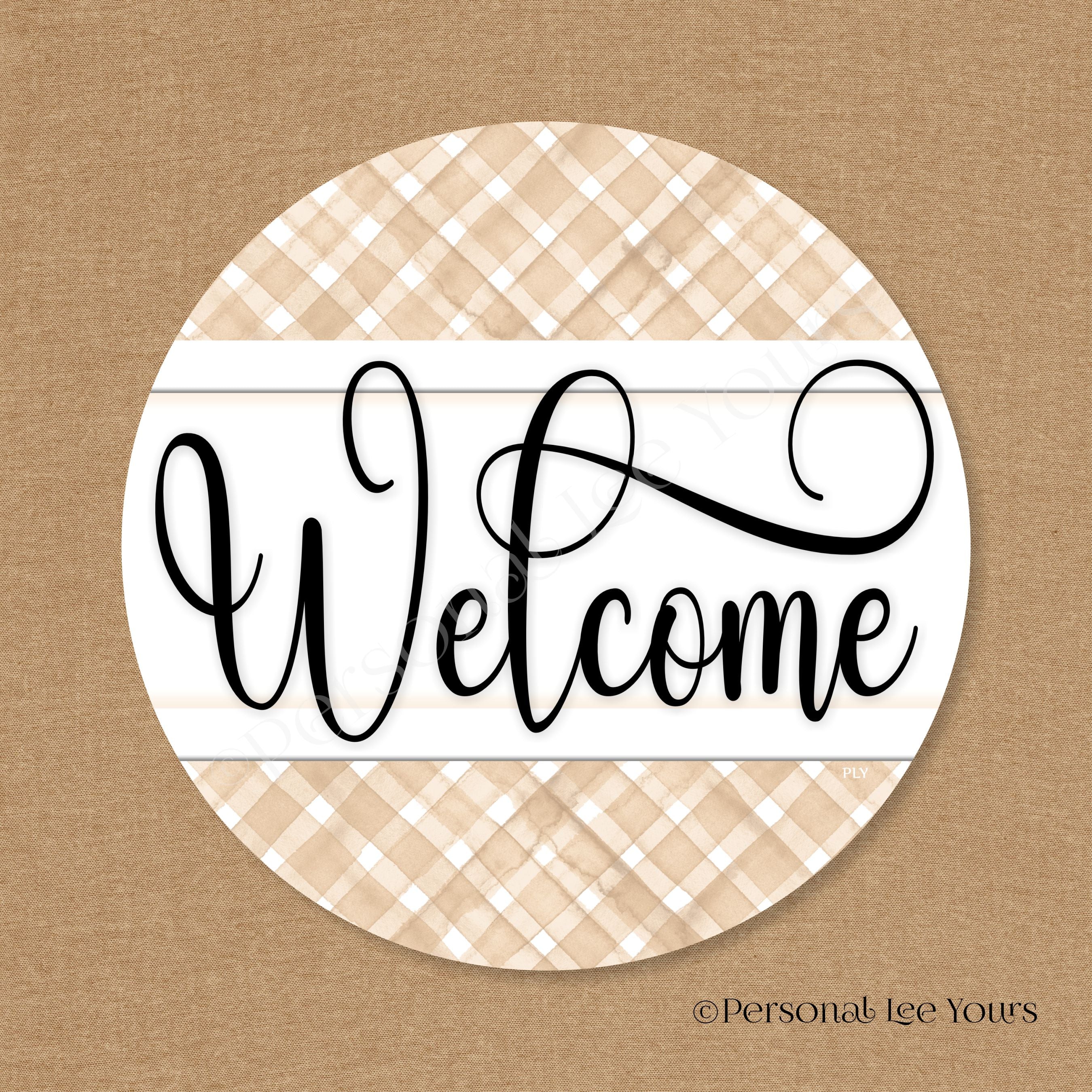 Personal Lee Yours Gingham Welcome Beige and White Round Best Wreath ...