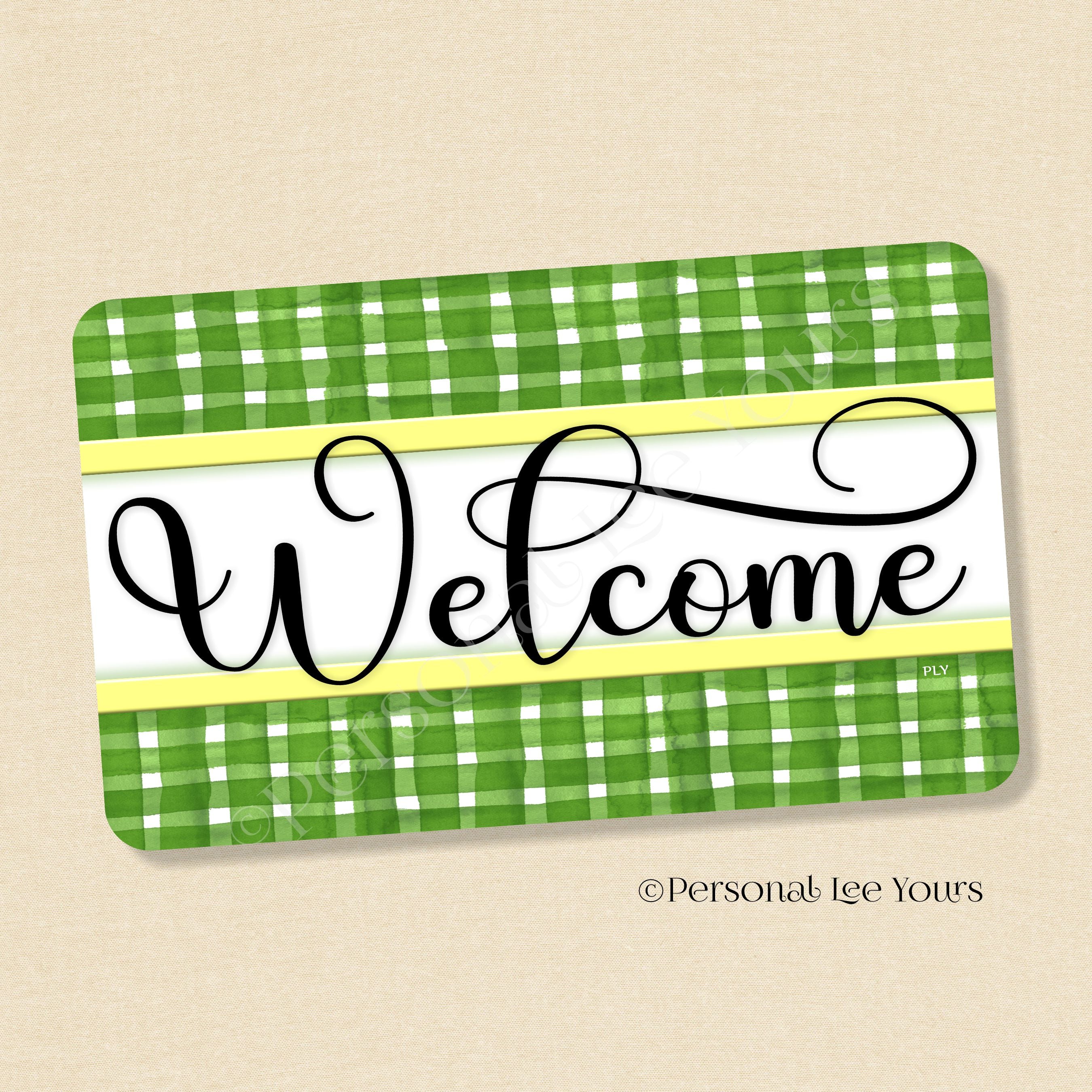 Gingham Welcome Green and Yellow Best Wreath Signs by Personal Lee Yours