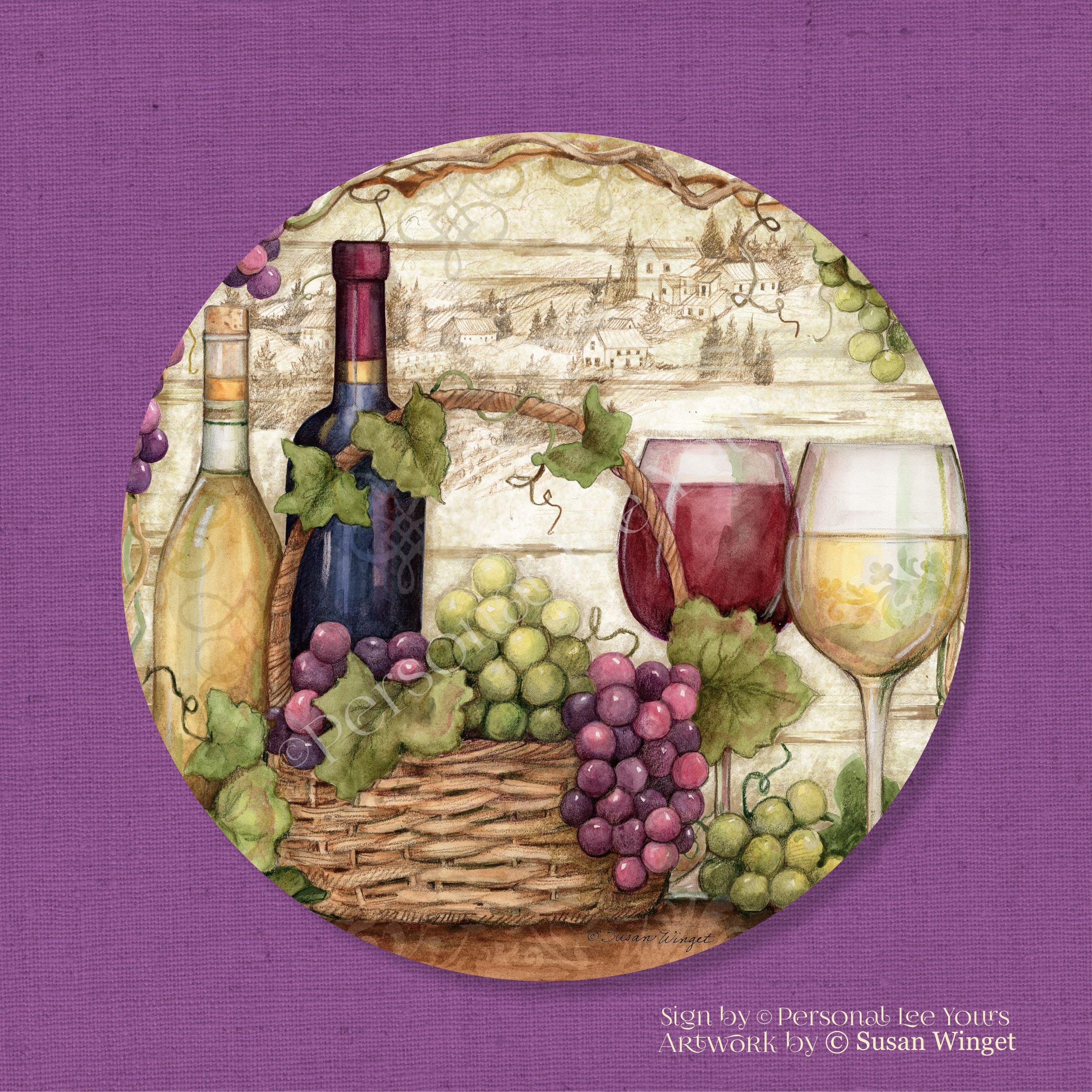 Susan Winget Tuscan Wine and Grapes Round Best Wreath signs by Personal ...