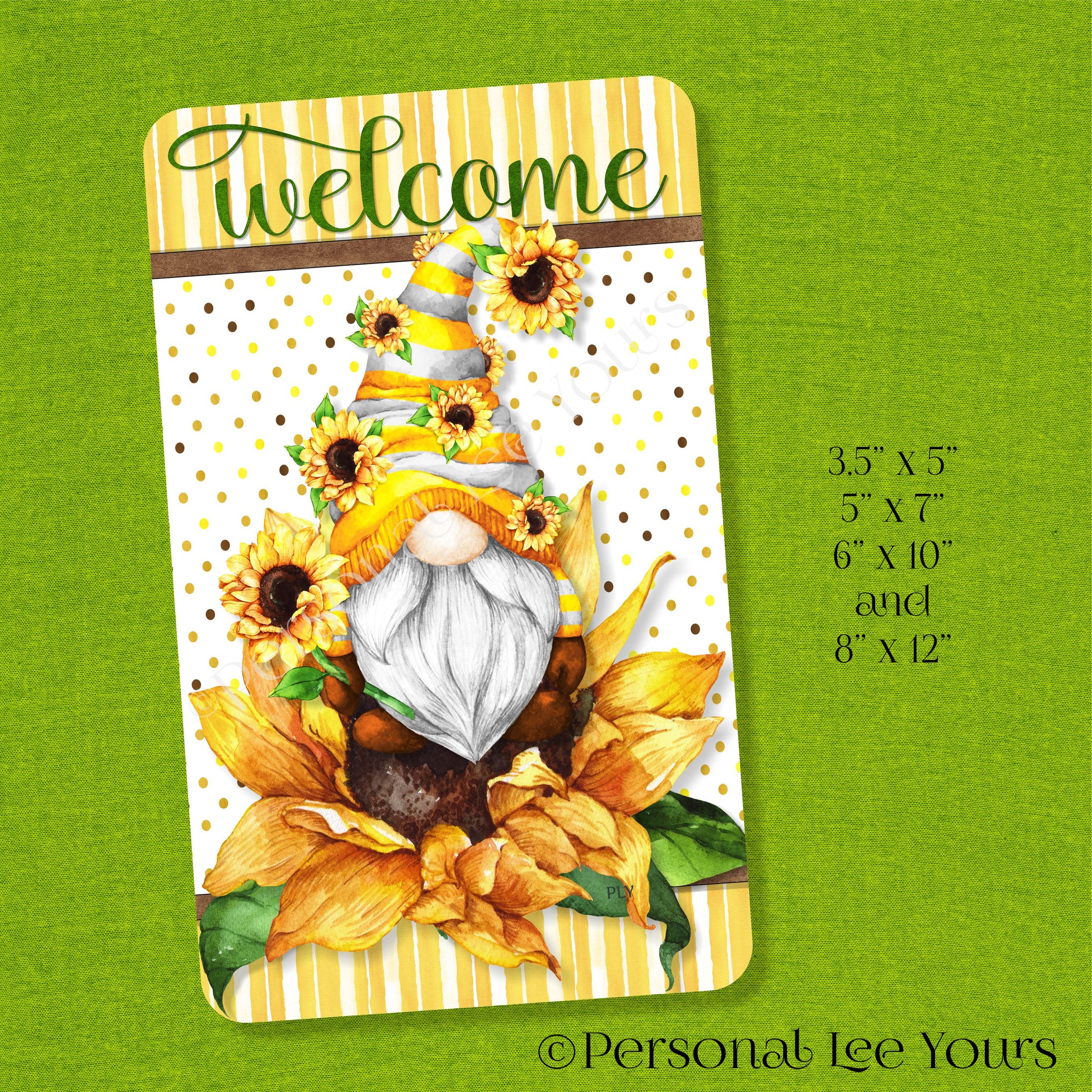 Wreath Sign * Sunflower Gnome Welcome * Lightweight Metal *4 Sizes ...