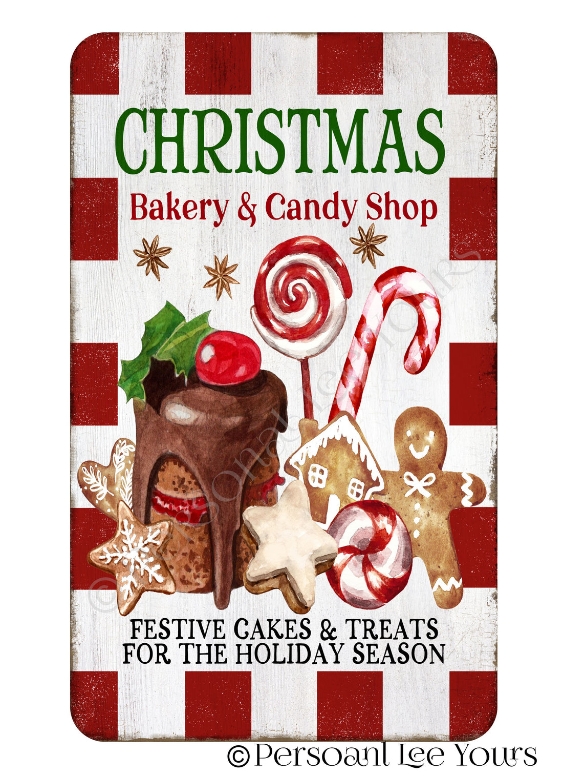 Holiday Wreath Sign * Christmas Bakery * 3 Sizes * Lightweight Metal ...