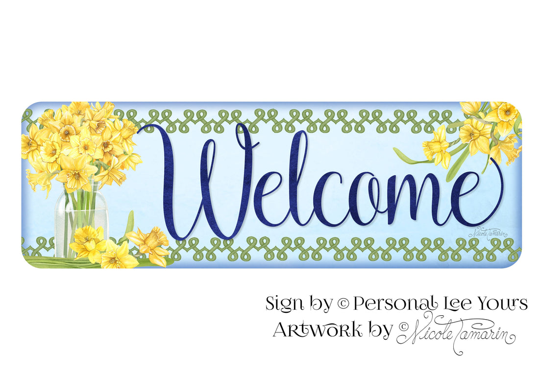 Best Wreath Signs Nicole Tamarin Exclusive Sign Daffodil Welcome Banner ...