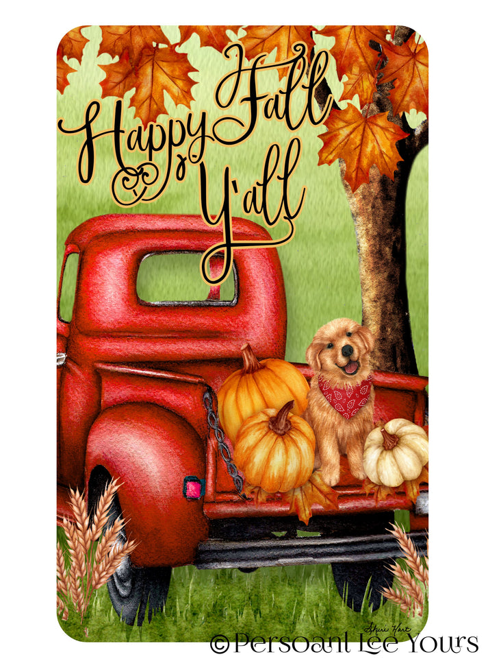 Autumn Wreath Sign * Happy Fall Y'all * Red Truck * 3 Sizes * Lightwei ...