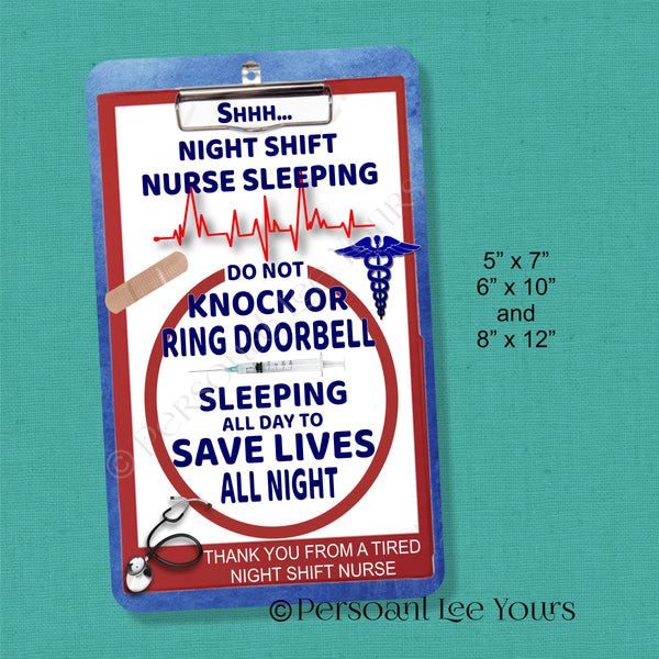 Wreath Signs * Night Shift Nurse Sleeping * 3 Sizes * Lightweight Meta ...