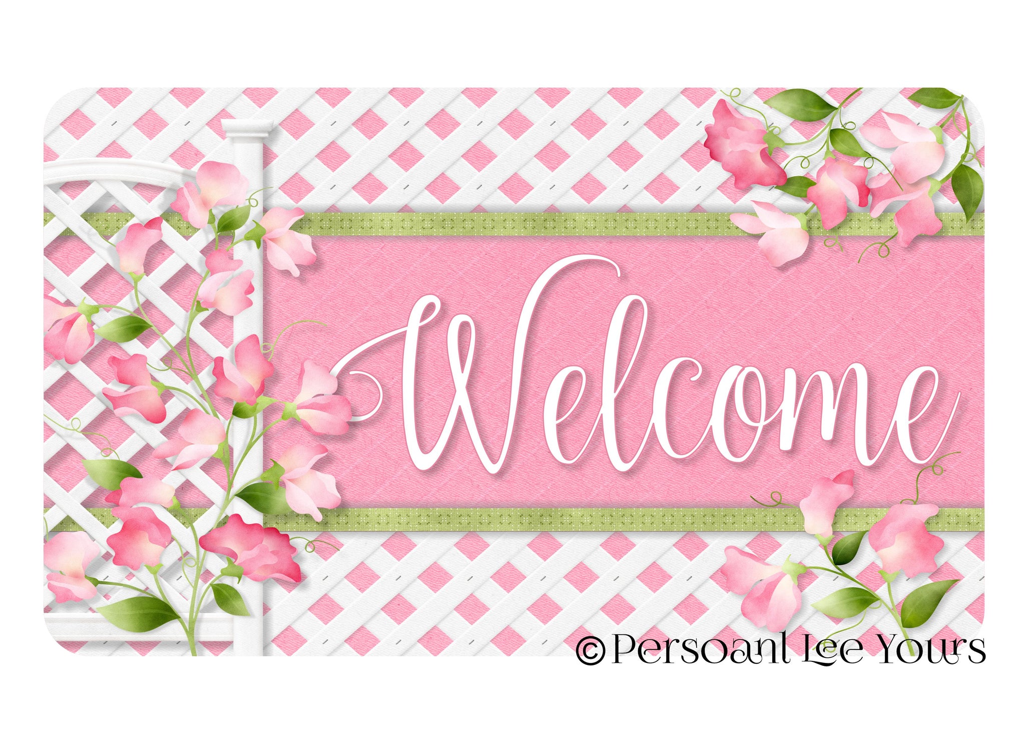 Wreath Sign * Sweet Pea Welcome * 3 Sizes * Lightweight Metal ...