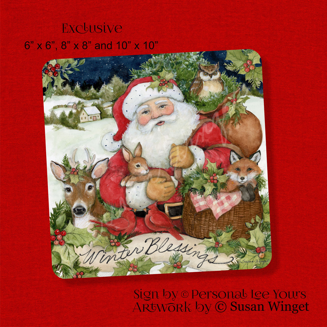 Susan Winget Exclusive Sign * Winter Blessings Santa * 3 Sizes * Light ...