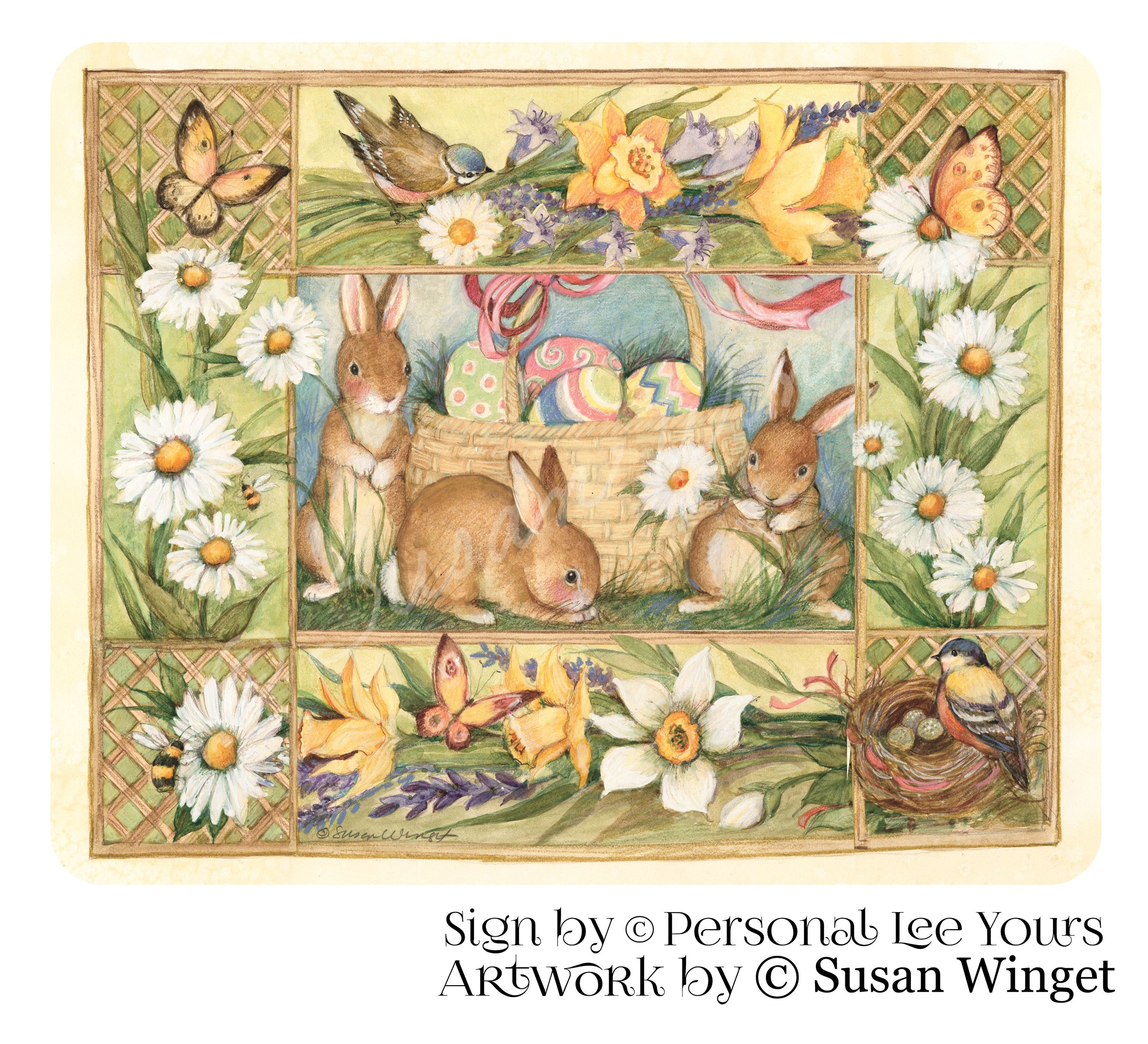 Susan Winget Exclusive Sign * Easter Bunny Basket Collage * 2 Sizes ...