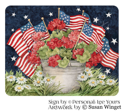 Susan Winget Exclusive Sign * Flags And Flowers Bucket * 2 Sizes * Lig ...