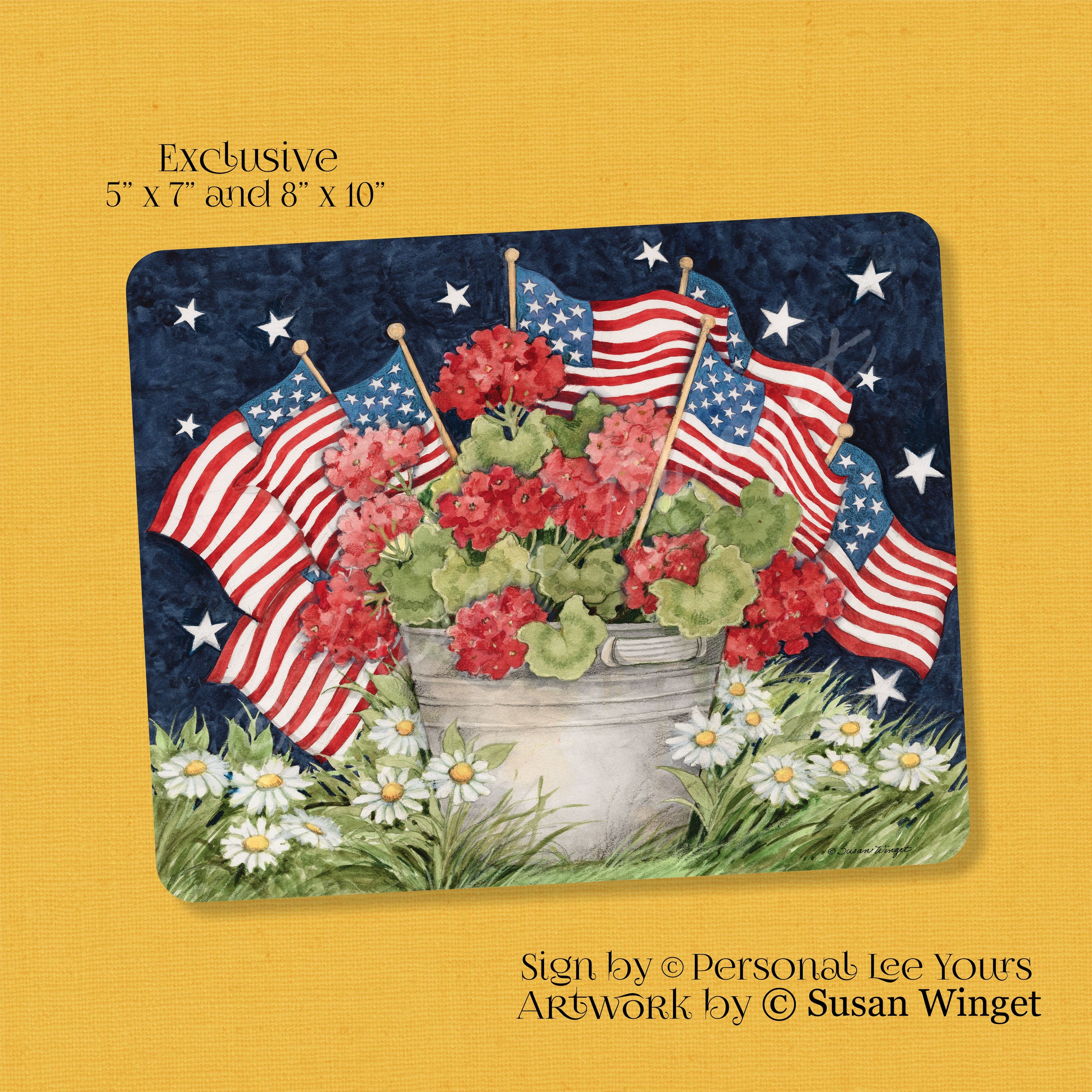 Susan Winget Exclusive Sign * Flags And Flowers Bucket * 2 Sizes * Lig ...