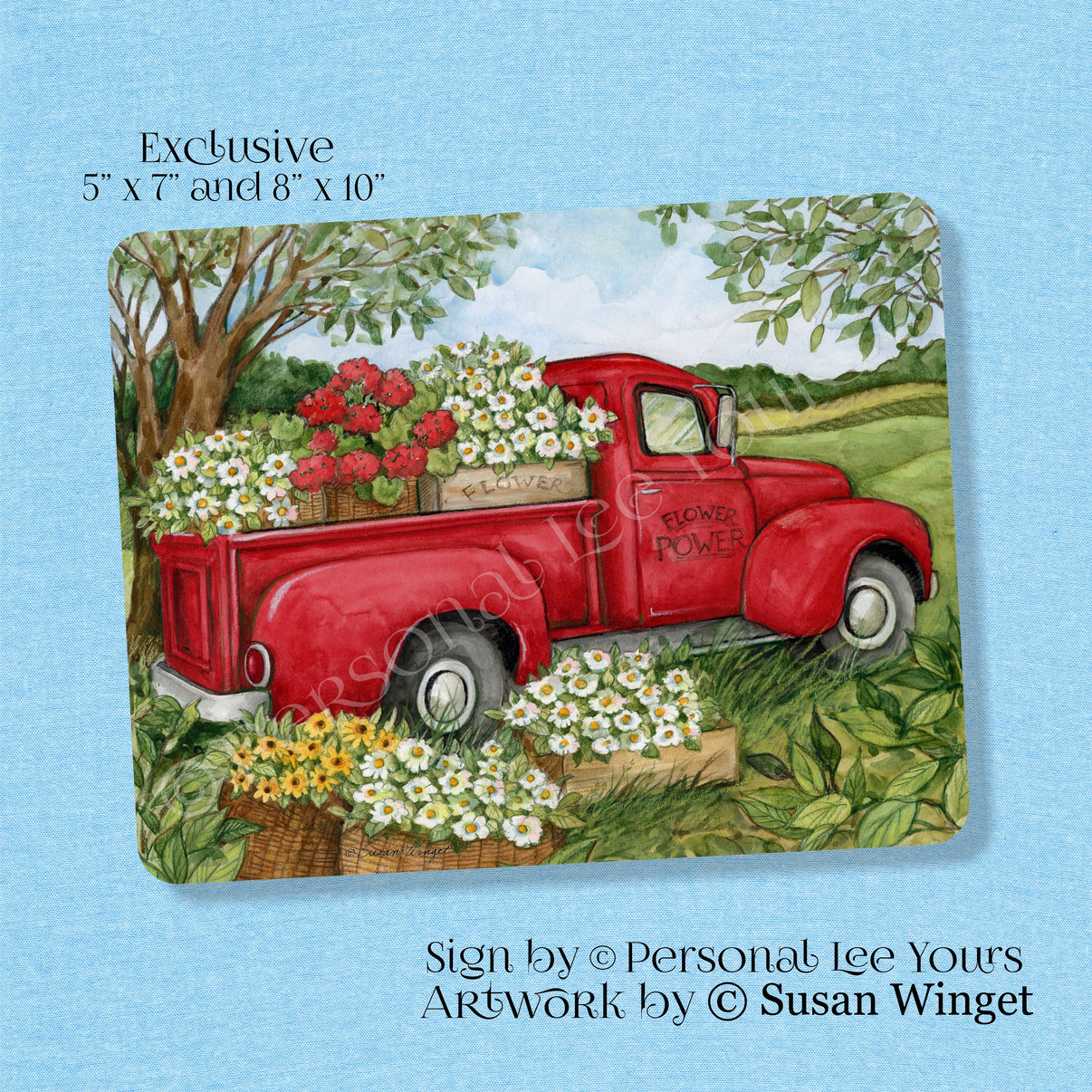 Susan Winget Exclusive Sign * Flower Power * Red Truck * 2 Sizes * Lig ...
