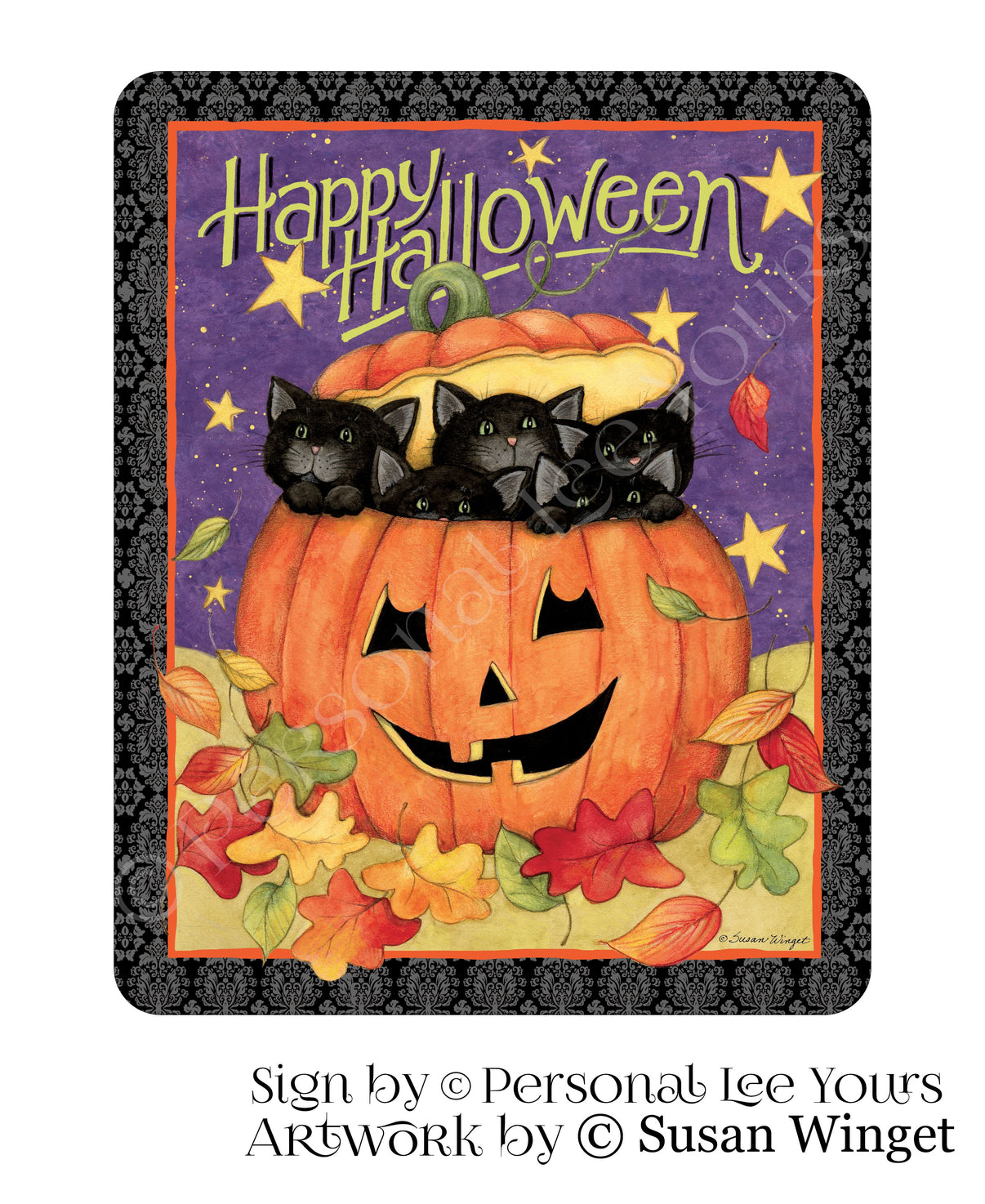 Susan Winget Exclusive Sign * Happy Halloween ~ Kittens And The Jack O ...