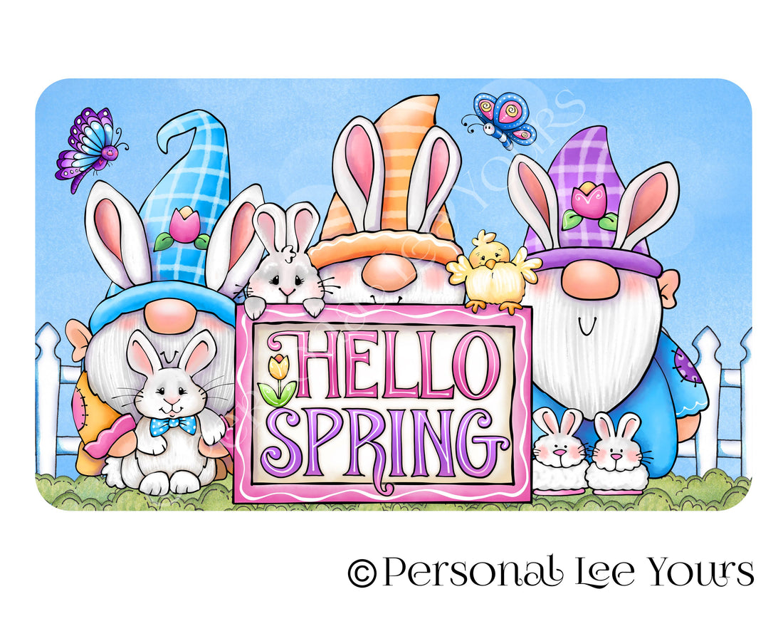Wreath Sign * Hello Spring Gnomes * 3 Sizes * Lightweight Metal ...