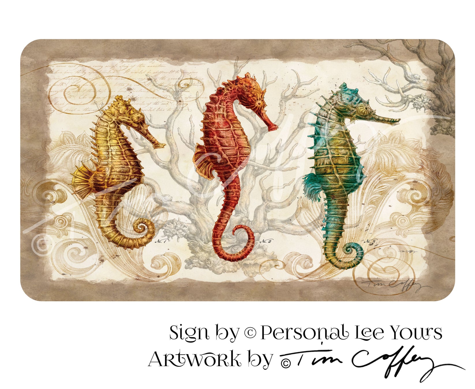 Tim Coffey Exclusive Sign * Nautical Seahorses * 3 Sizes * Lightweight ...