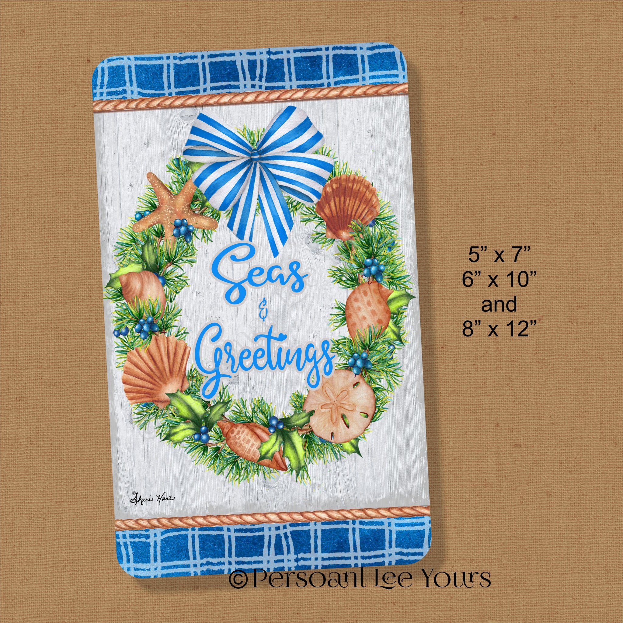 Christmas Wreath Sign * Beach * Seas & Greetings 4 * 3 Sizes * Lightwe ...