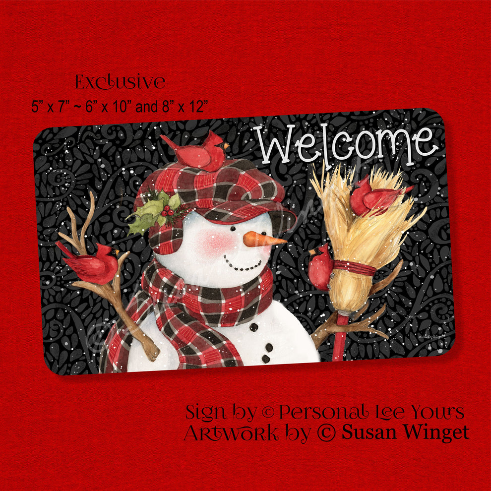 Susan Winget Exclusive Sign * Welcome * Snowman with Broom * 3 Sizes ...