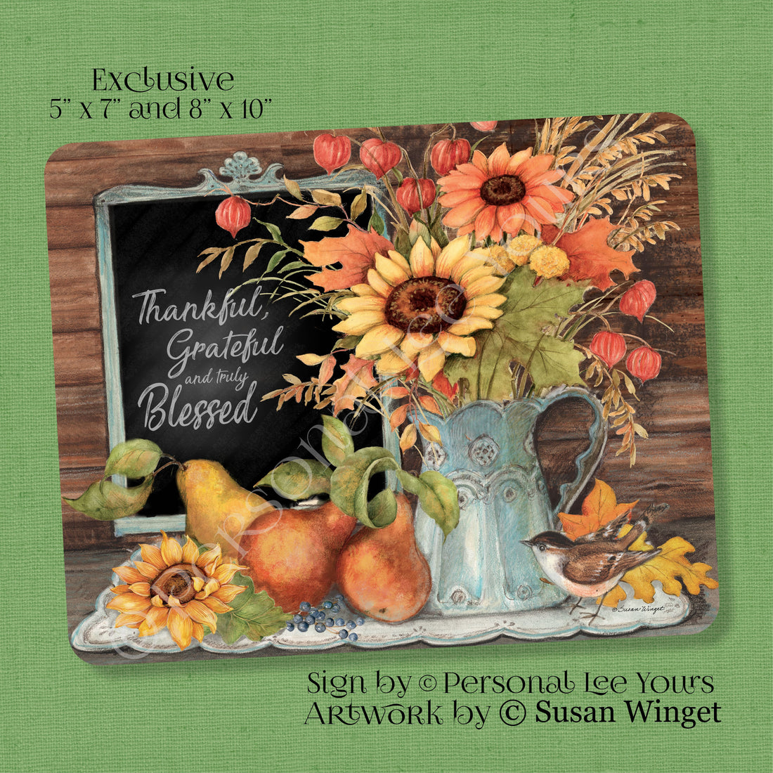 Susan Winget Exclusive Sign * Thankful, Grateful, Blessed Fall * 2 Siz ...