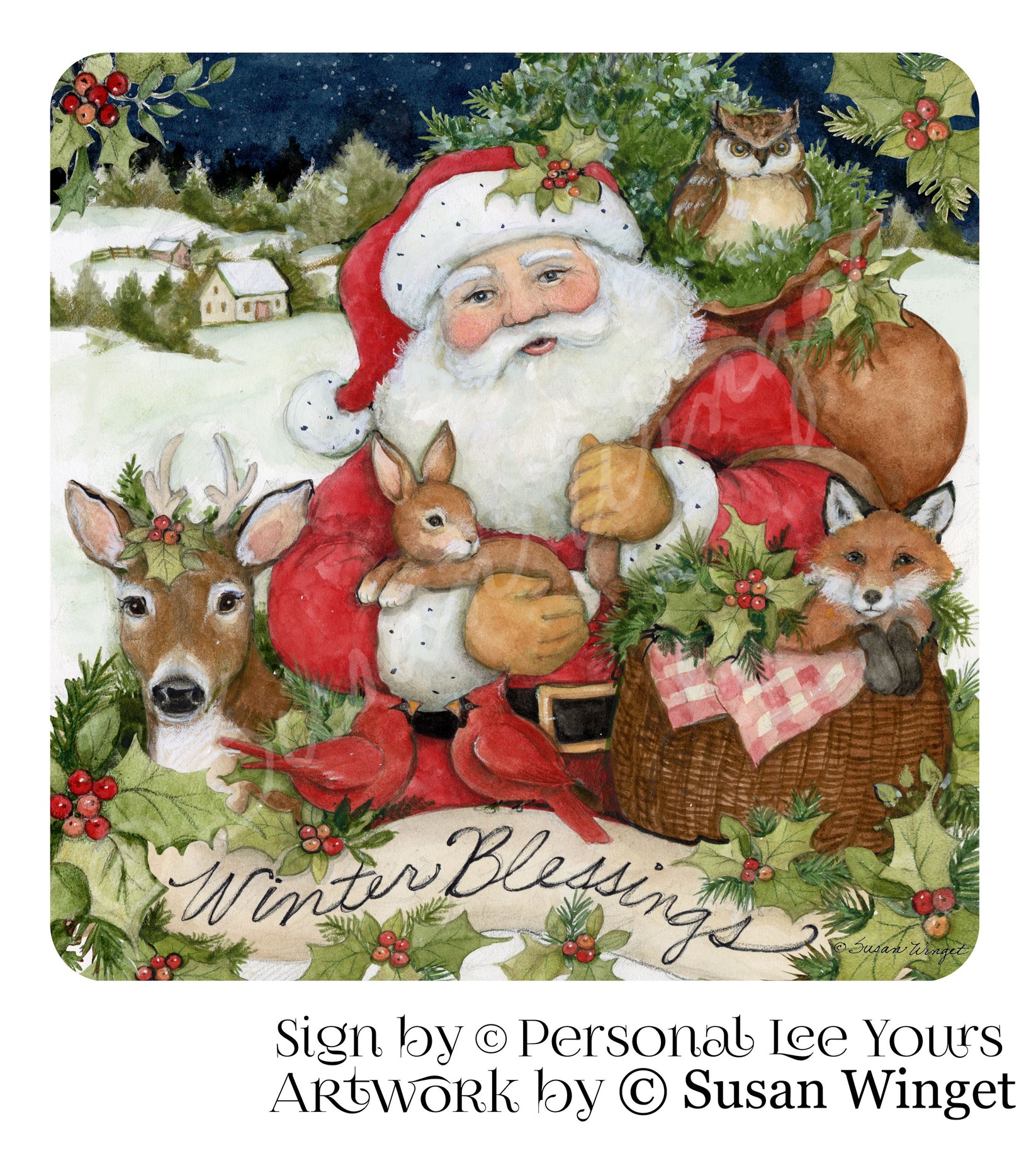 Susan Winget Exclusive Sign * Winter Blessings Santa * 3 Sizes * Light ...